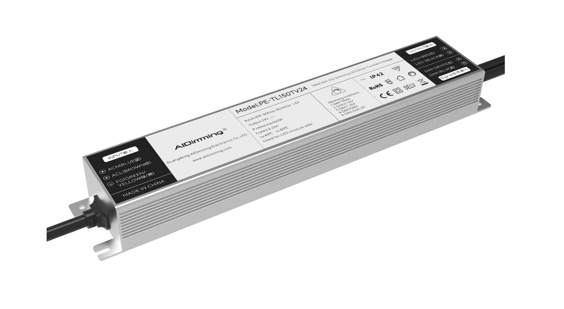 AIDimming 150W Flicker-Free Dimmable 0-10V & Triac Dimmer Constant Vol