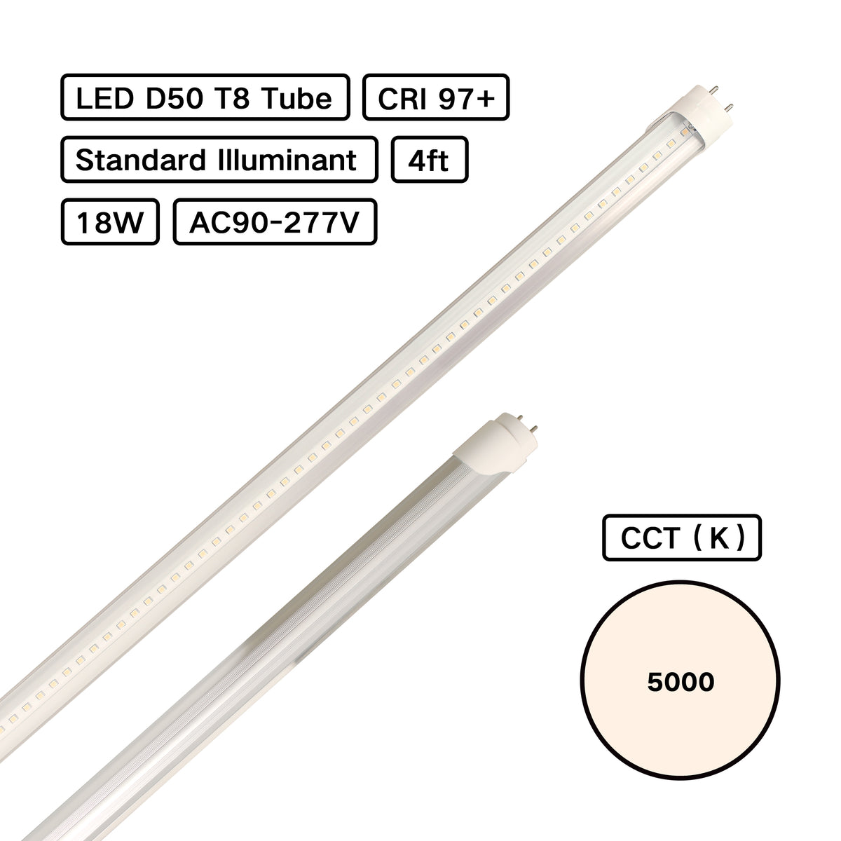 Standard Illuminant D50 5000K T8 LED Tube Basic (ISO3664:2000)