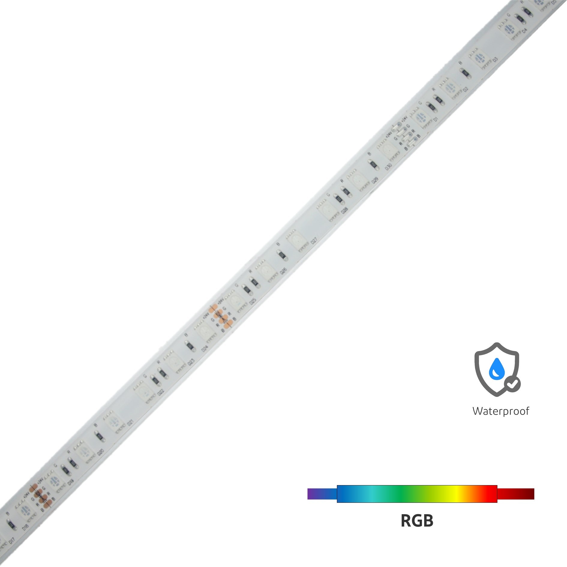 YUJILEDS® IP67 Waterproof 3-in-1 RGB LED Flexible Strip - 60 LEDs/m